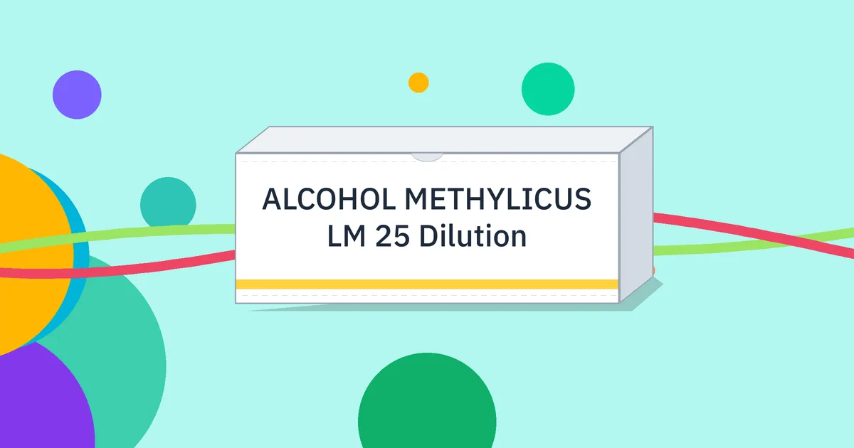 Symbolbild: Packung mit der Aufschrift ALCOHOL METHYLICUS LM 25 Dilution (PZN 13309377) – Verfügbarkeit und Bezug in Apotheken in Frankfurt am Main