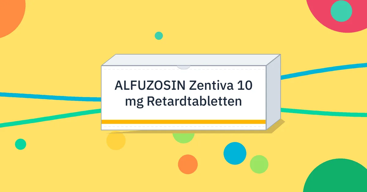 Symbolbild: Packung mit der Aufschrift ALFUZOSIN Zentiva 10 mg Retardtabletten (PZN 11123119) – Verfügbarkeit und Bezug in Apotheken in Frankfurt am Main