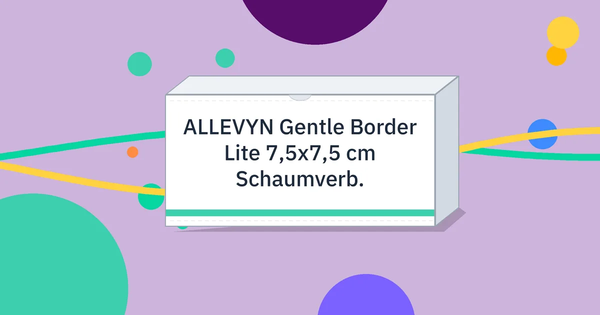 Symbolbild: Packung mit der Aufschrift ALLEVYN Gentle Border Lite 7,5x7,5 cm Schaumverb. (PZN 08928523) – Verfügbarkeit und Bezug in Apotheken in Frankfurt am Main