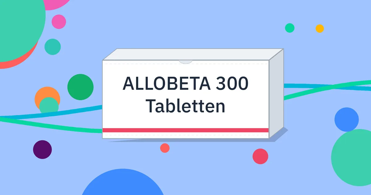 Symbolbild: Packung mit der Aufschrift ALLOBETA 300 Tabletten (PZN 06341860) – Verfügbarkeit und Bezug in Apotheken in Frankfurt am Main