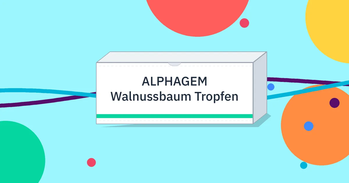 Symbolbild: Packung mit der Aufschrift ALPHAGEM Walnussbaum Tropfen (PZN 20297261) – Verfügbarkeit und Bezug in Apotheken in Frankfurt am Main