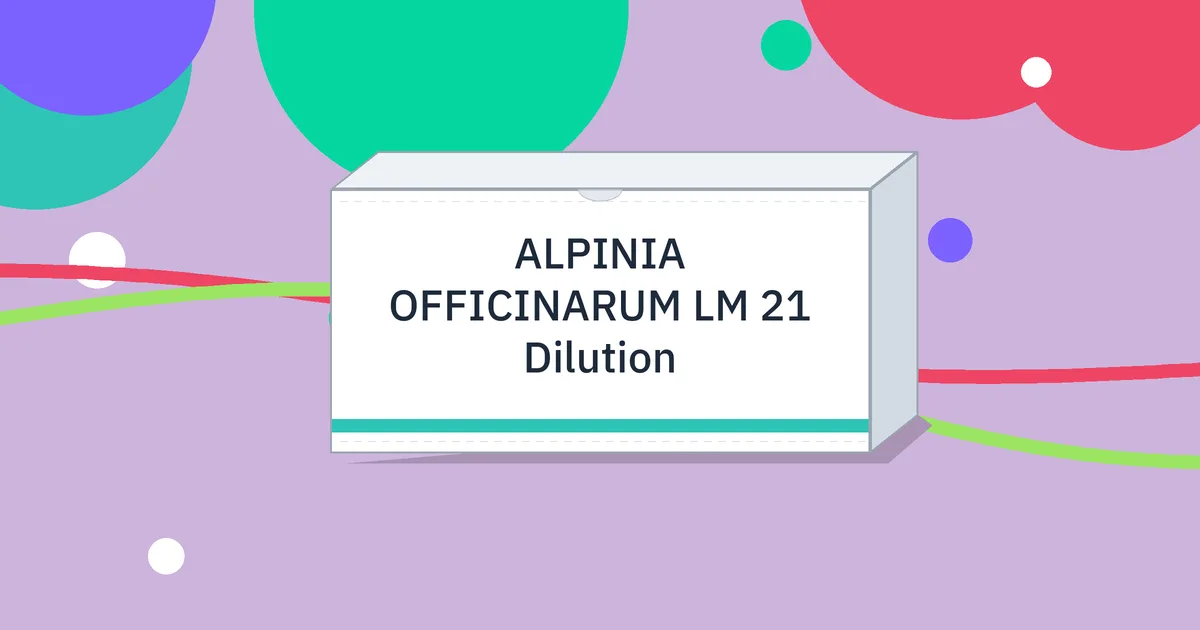 Symbolbild: Packung mit der Aufschrift ALPINIA OFFICINARUM LM 21 Dilution (PZN 13313930) – Verfügbarkeit und Bezug in Apotheken in Frankfurt am Main