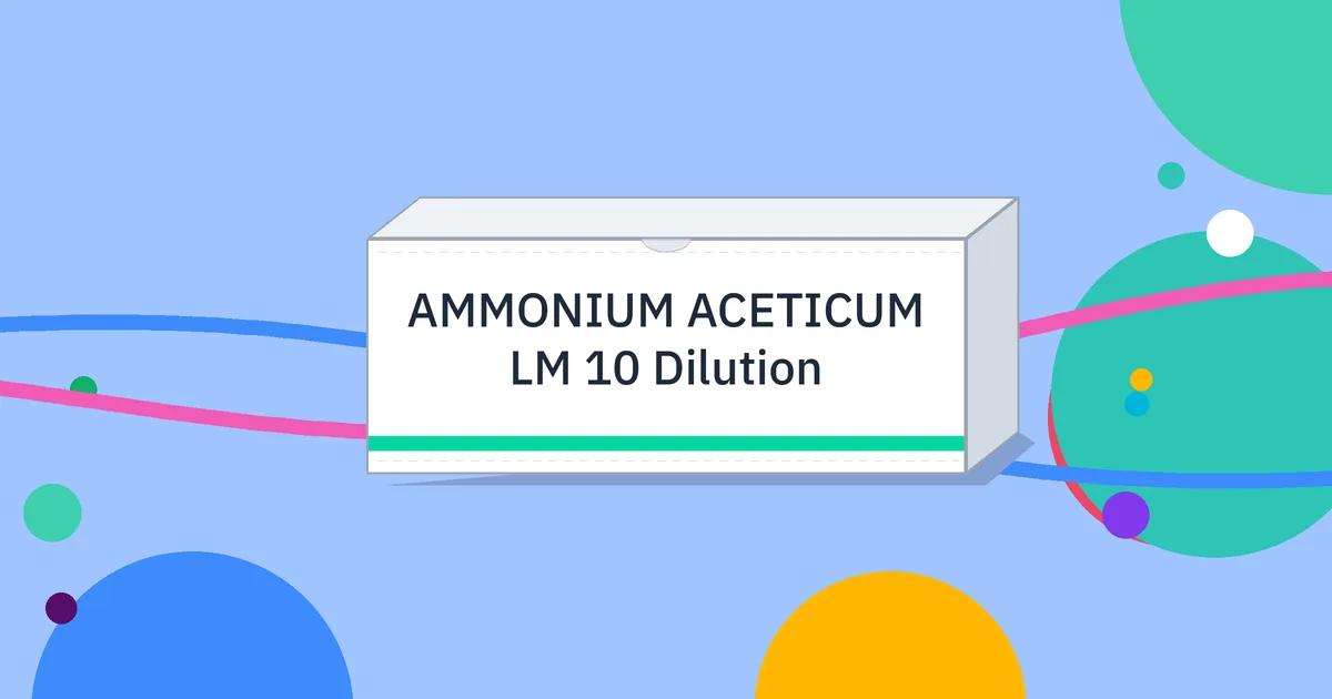 Symbolbild: Packung mit der Aufschrift AMMONIUM ACETICUM LM 10 Dilution (PZN 13319424) – Verfügbarkeit und Bezug in Apotheken in Frankfurt am Main