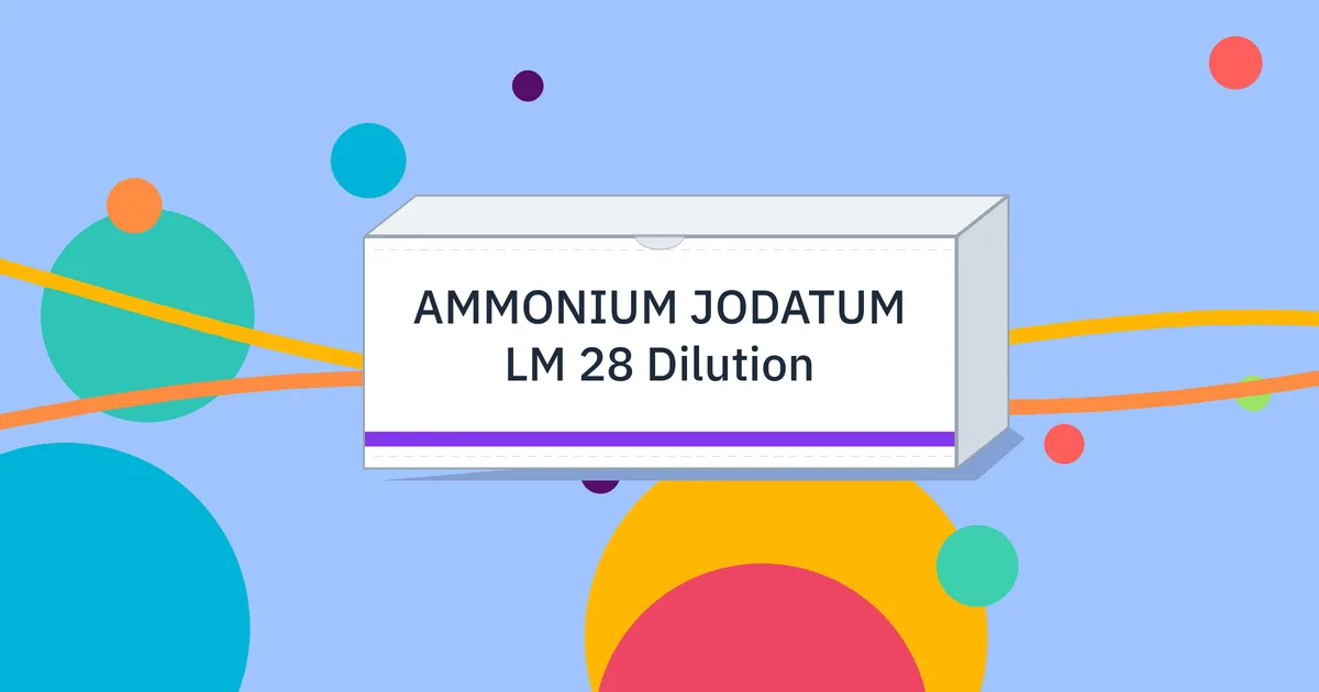Symbolbild: Packung mit der Aufschrift AMMONIUM JODATUM LM 28 Dilution (PZN 13321527) – Verfügbarkeit und Bezug in Apotheken in Frankfurt am Main