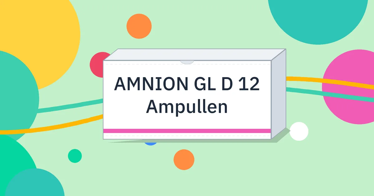 Symbolbild: Packung mit der Aufschrift AMNION GL D 12 Ampullen (PZN 03359144) – Verfügbarkeit und Bezug in Apotheken in Frankfurt am Main