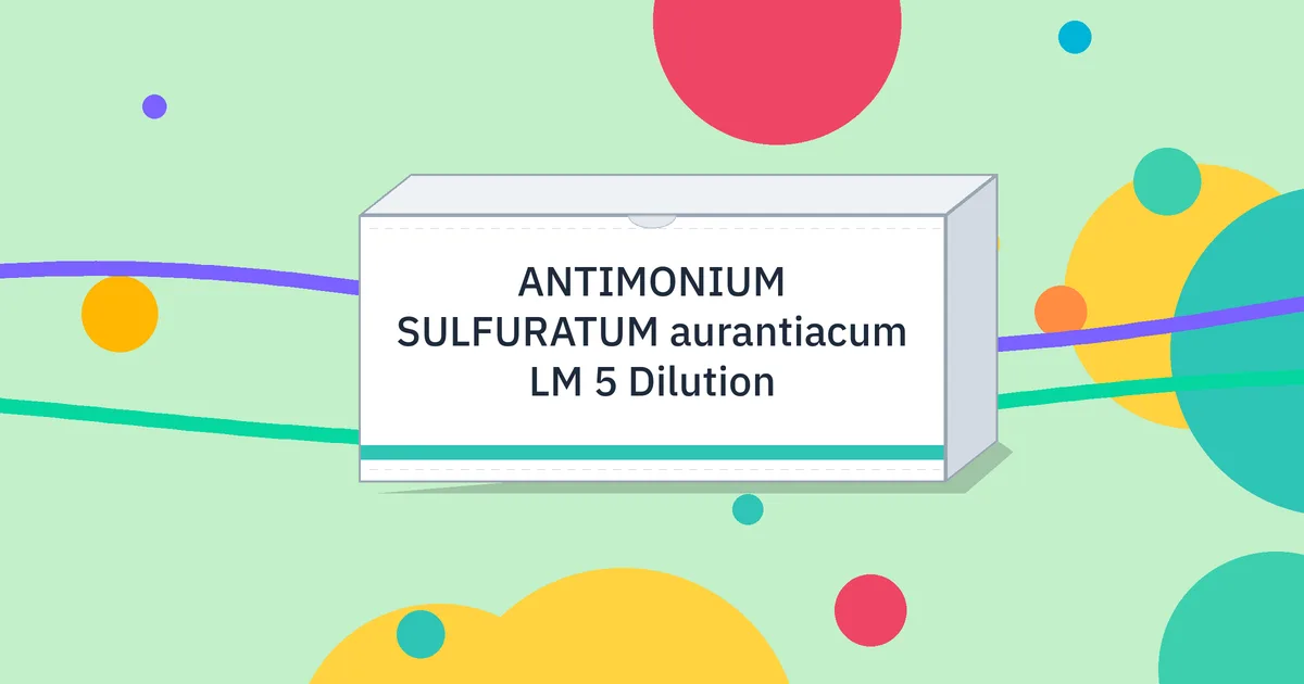 Symbolbild: Packung mit der Aufschrift ANTIMONIUM SULFURATUM aurantiacum LM 5 Dilution (PZN 13375196) – Verfügbarkeit und Bezug in Apotheken in Frankfurt am Main