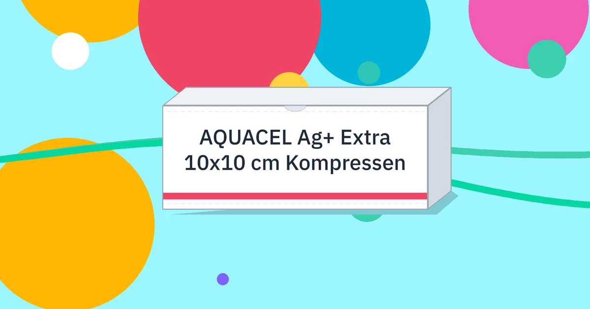 Symbolbild: Packung mit der Aufschrift AQUACEL Ag+ Extra 10x10 cm Kompressen (PZN 19958875) – Verfügbarkeit und Bezug in Apotheken in Frankfurt am Main