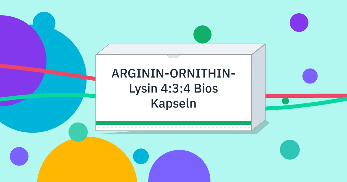 Symbolbild: Packung mit der Aufschrift ARGININ-ORNITHIN-Lysin 4:3:4 Bios Kapseln (PZN 10523325) – Verfügbarkeit und Bezug in Apotheken in Frankfurt am Main