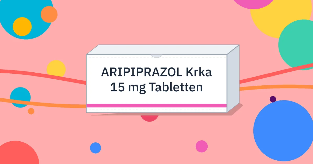 Symbolbild: Packung mit der Aufschrift ARIPIPRAZOL Krka 15 mg Tabletten (PZN 15739917) – Verfügbarkeit und Bezug in Apotheken in Frankfurt am Main