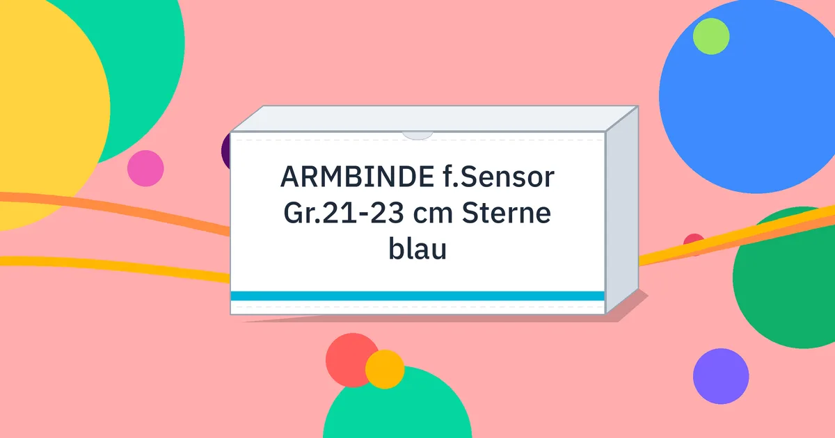Symbolbild: Packung mit der Aufschrift ARMBINDE f.Sensor Gr.21-23 cm Sterne blau (PZN 17838322) – Verfügbarkeit und Bezug in Apotheken in Frankfurt am Main