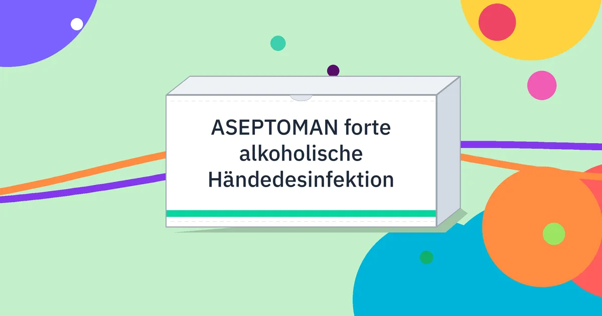 Symbolbild: Packung mit der Aufschrift ASEPTOMAN forte alkoholische Händedesinfektion (PZN 16821130) – Verfügbarkeit und Bezug in Apotheken in Frankfurt am Main