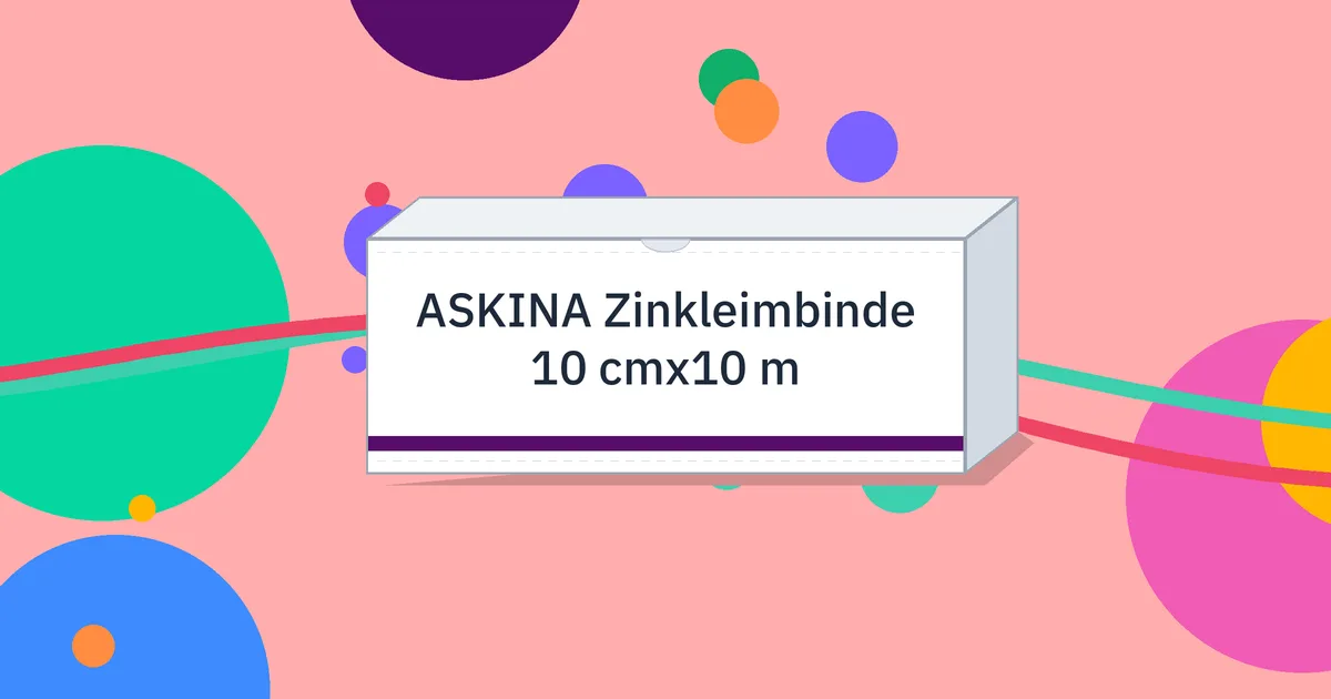 Symbolbild: Packung mit der Aufschrift ASKINA Zinkleimbinde 10 cmx10 m (PZN 16001740) – Verfügbarkeit und Bezug in Apotheken in Frankfurt am Main