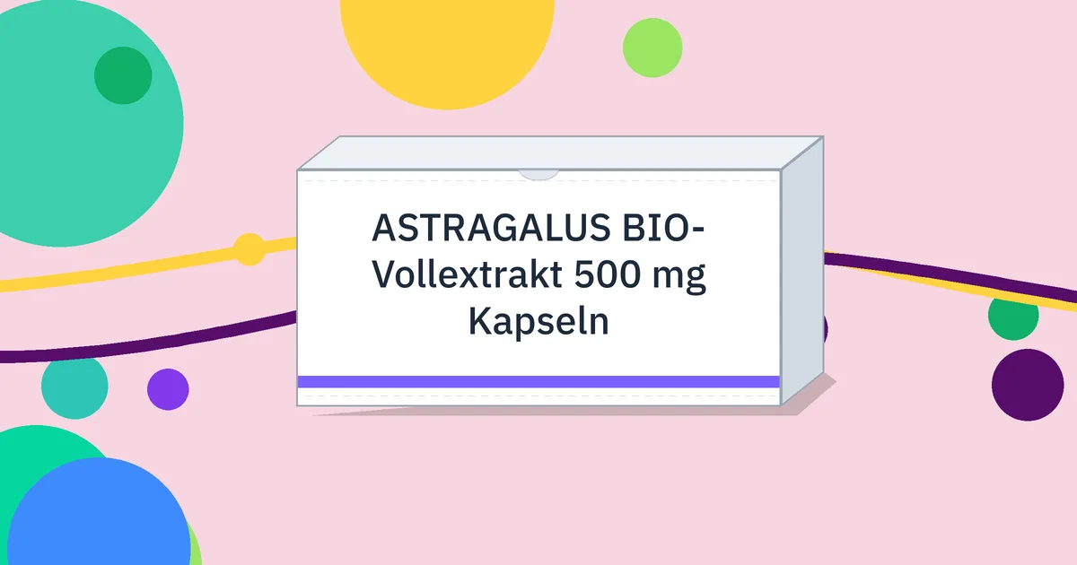 Symbolbild: Packung mit der Aufschrift ASTRAGALUS BIO-Vollextrakt 500 mg Kapseln (PZN 15266212) – Verfügbarkeit und Bezug in Apotheken in Frankfurt am Main