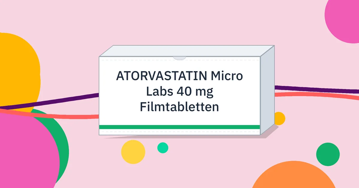 Symbolbild: Packung mit der Aufschrift ATORVASTATIN Micro Labs 40 mg Filmtabletten (PZN 16576446) – Verfügbarkeit und Bezug in Apotheken in Frankfurt am Main