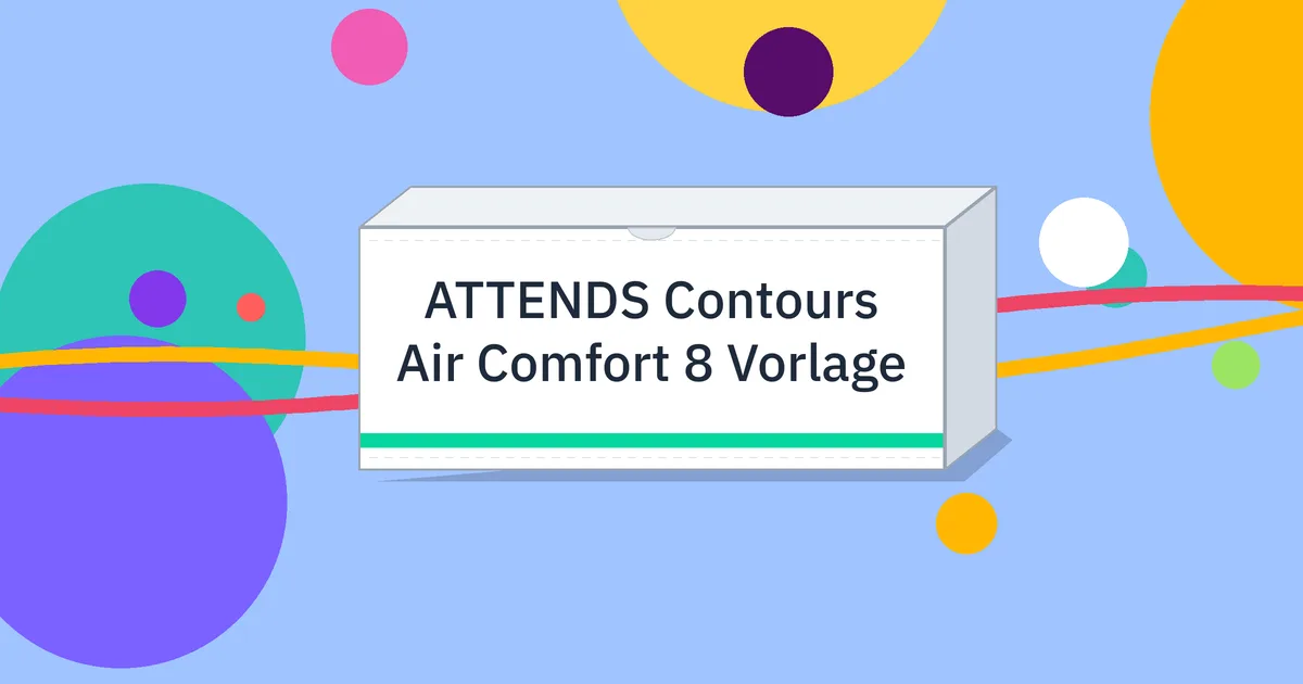 Symbolbild: Packung mit der Aufschrift ATTENDS Contours Air Comfort 8 Vorlage (PZN 08756401) – Verfügbarkeit und Bezug in Apotheken in Frankfurt am Main