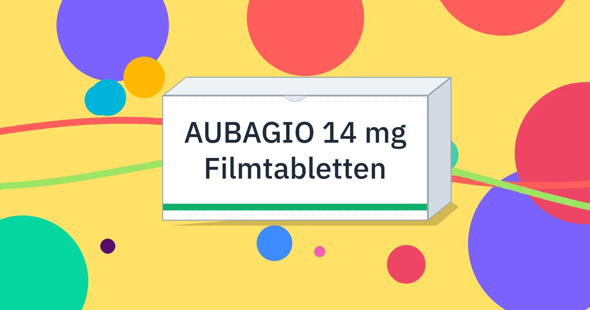 Symbolbild: Packung mit der Aufschrift AUBAGIO 14 mg Filmtabletten (PZN 03118096) – Verfügbarkeit und Bezug in Apotheken in Frankfurt am Main