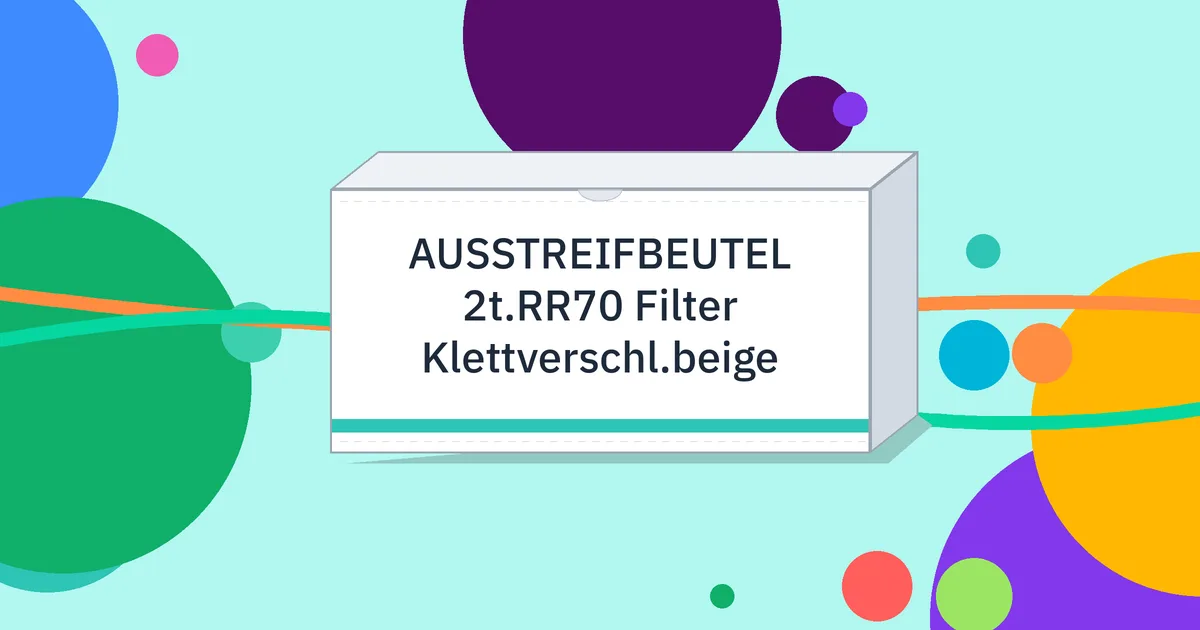 Symbolbild: Packung mit der Aufschrift AUSSTREIFBEUTEL 2t.RR70 Filter Klettverschl.beige (PZN 17944604) – Verfügbarkeit und Bezug in Apotheken in Frankfurt am Main