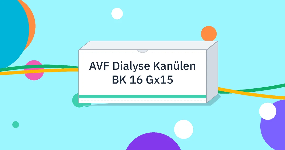 Symbolbild: Packung mit der Aufschrift AVF Dialyse Kanülen BK 16 Gx15 (PZN 04169003) – Verfügbarkeit und Bezug in Apotheken in Frankfurt am Main