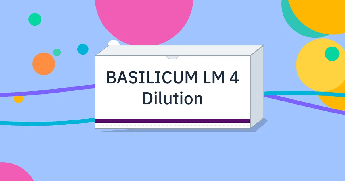 Symbolbild: Packung mit der Aufschrift BASILICUM LM 4 Dilution (PZN 12790645) – Verfügbarkeit und Bezug in Apotheken in Frankfurt am Main