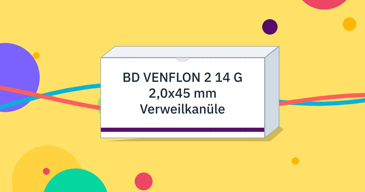 Symbolbild: Packung mit der Aufschrift BD VENFLON 2 14 G 2,0x45 mm Verweilkanüle (PZN 20046085) – Verfügbarkeit und Bezug in Apotheken in Frankfurt am Main