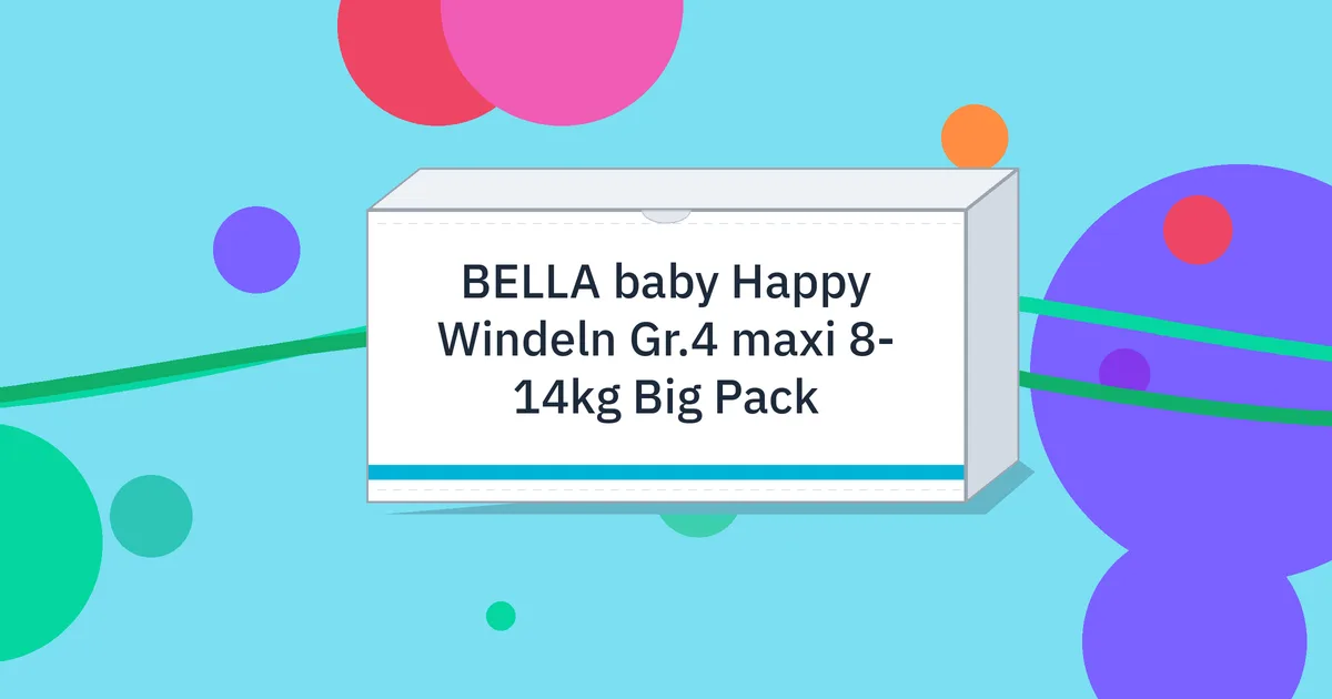 Symbolbild: Packung mit der Aufschrift BELLA baby Happy Windeln Gr.4 maxi 8-14kg Big Pack (PZN 19876048) – Verfügbarkeit und Bezug in Apotheken in Frankfurt am Main