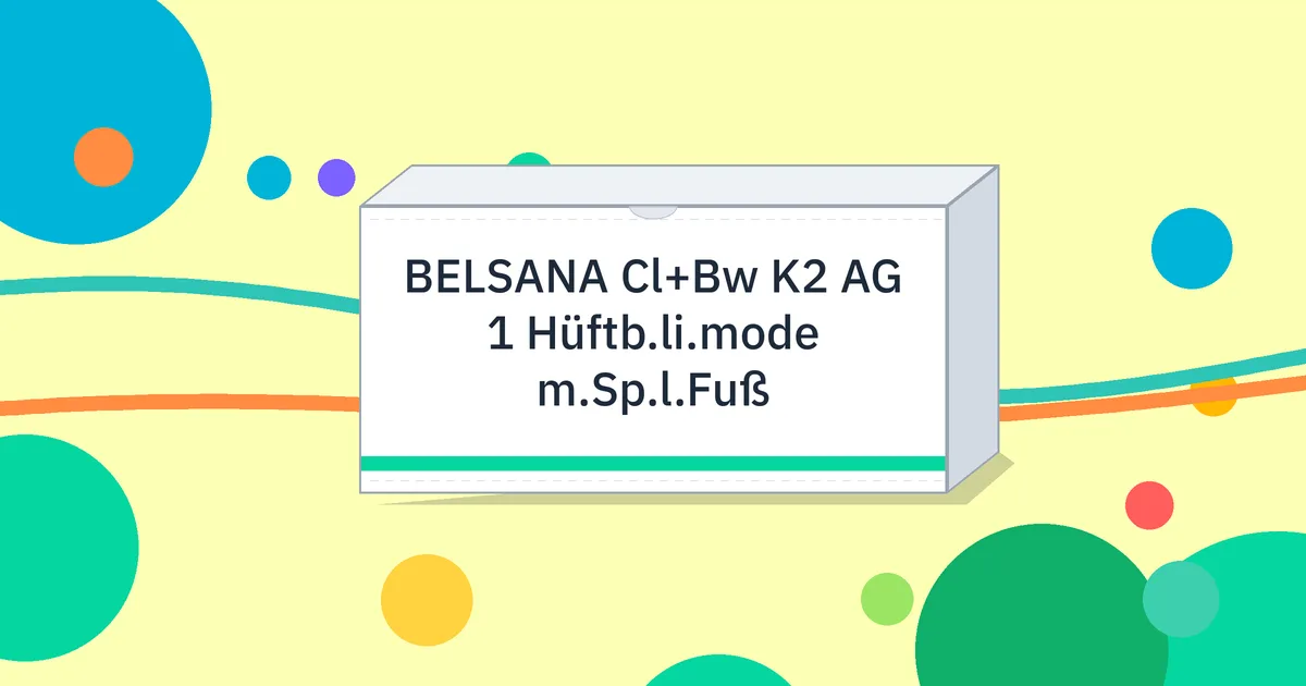 Symbolbild: Packung mit der Aufschrift BELSANA Cl+Bw K2 AG 1 Hüftb.li.mode m.Sp.l.Fuß (PZN 12253947) – Verfügbarkeit und Bezug in Apotheken in Frankfurt am Main