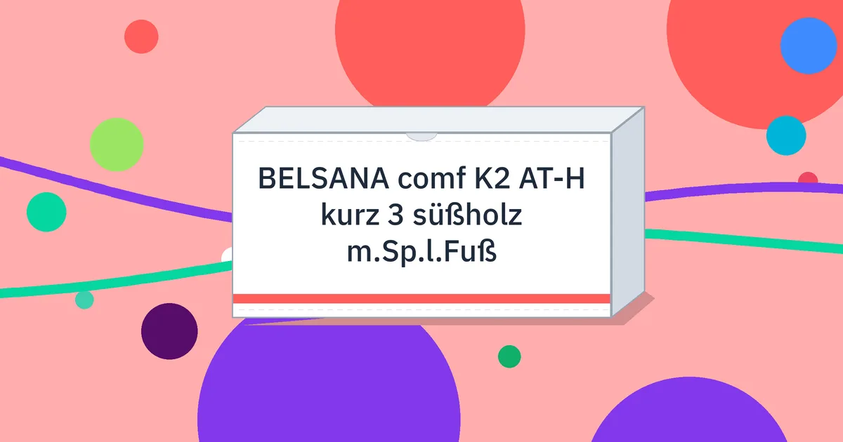Symbolbild: Packung mit der Aufschrift BELSANA comf K2 AT-H kurz 3 süßholz m.Sp.l.Fuß (PZN 12329662) – Verfügbarkeit und Bezug in Apotheken in Frankfurt am Main