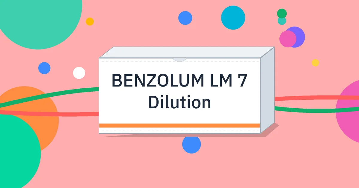 Symbolbild: Packung mit der Aufschrift BENZOLUM LM 7 Dilution (PZN 12792408) – Verfügbarkeit und Bezug in Apotheken in Frankfurt am Main
