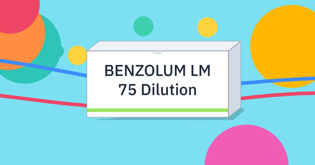 Symbolbild: Packung mit der Aufschrift BENZOLUM LM 75 Dilution (PZN 12792727) – Verfügbarkeit und Bezug in Apotheken in Frankfurt am Main