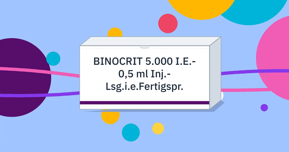 Symbolbild: Packung mit der Aufschrift BINOCRIT 5.000 I.E.-0,5 ml Inj.-Lsg.i.e.Fertigspr. (PZN 16825553) – Verfügbarkeit und Bezug in Apotheken in Frankfurt am Main