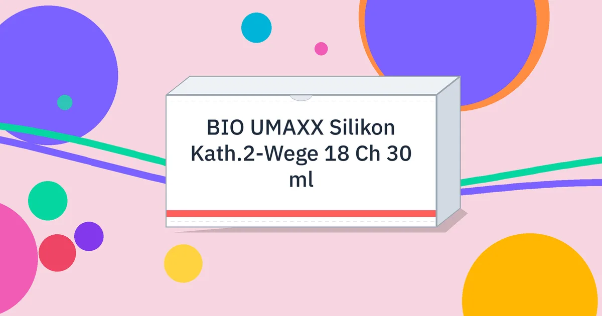 Symbolbild: Packung mit der Aufschrift BIO UMAXX Silikon Kath.2-Wege 18 Ch 30 ml (PZN 05101728) – Verfügbarkeit und Bezug in Apotheken in Frankfurt am Main