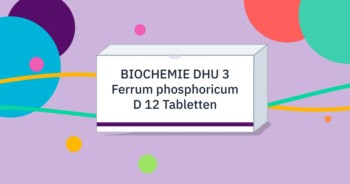 Symbolbild: Packung mit der Aufschrift BIOCHEMIE DHU 3 Ferrum phosphoricum D 12 Tabletten (PZN 02580510) – Verfügbarkeit und Bezug in Apotheken in Frankfurt am Main