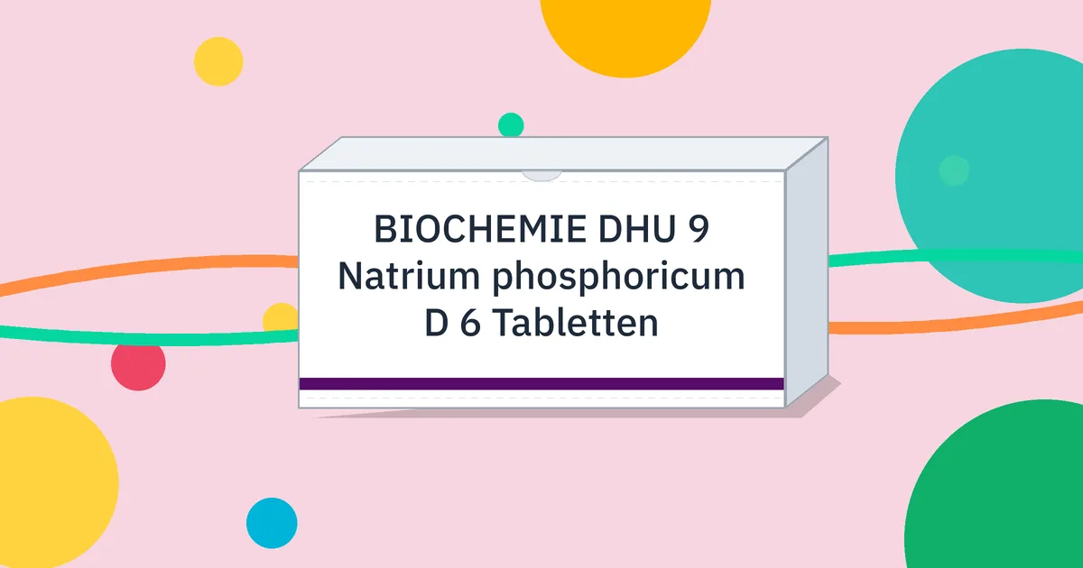 Symbolbild: Packung mit der Aufschrift BIOCHEMIE DHU 9 Natrium phosphoricum D 6 Tabletten (PZN 18182711) – Verfügbarkeit und Bezug in Apotheken in Frankfurt am Main