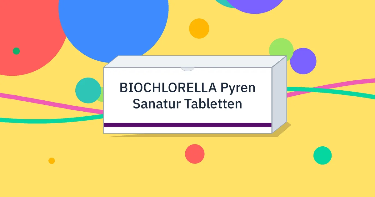 Symbolbild: Packung mit der Aufschrift BIOCHLORELLA Pyren Sanatur Tabletten (PZN 07366520) – Verfügbarkeit und Bezug in Apotheken in Frankfurt am Main