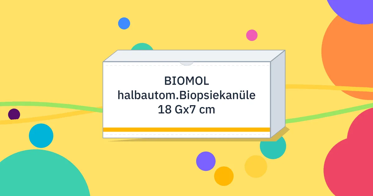 Symbolbild: Packung mit der Aufschrift BIOMOL halbautom.Biopsiekanüle 18 Gx7 cm (PZN 06123755) – Verfügbarkeit und Bezug in Apotheken in Frankfurt am Main