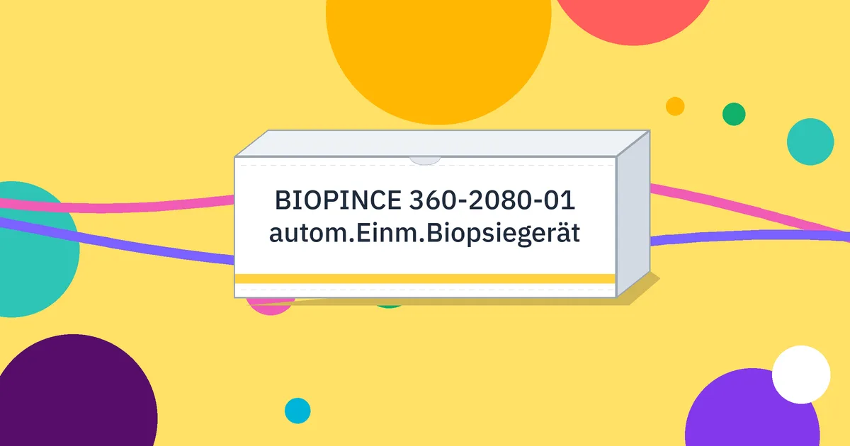 Symbolbild: Packung mit der Aufschrift BIOPINCE 360-2080-01 autom.Einm.Biopsiegerät (PZN 16140789) – Verfügbarkeit und Bezug in Apotheken in Frankfurt am Main