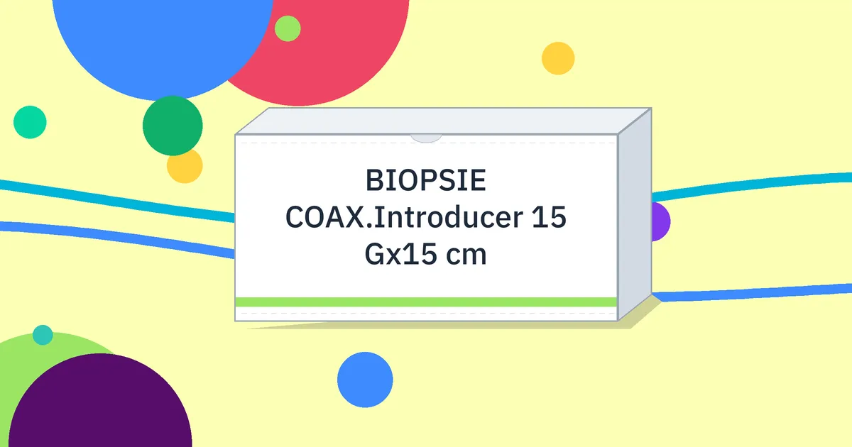 Symbolbild: Packung mit der Aufschrift BIOPSIE COAX.Introducer 15 Gx15 cm (PZN 18763804) – Verfügbarkeit und Bezug in Apotheken in Frankfurt am Main
