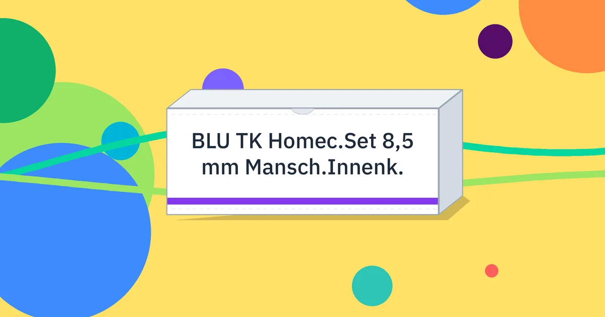 Symbolbild: Packung mit der Aufschrift BLU TK Homec.Set 8,5 mm Mansch.Innenk. (PZN 02150577) – Verfügbarkeit und Bezug in Apotheken in Frankfurt am Main