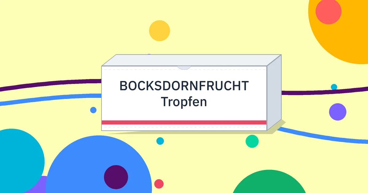 Symbolbild: Packung mit der Aufschrift BOCKSDORNFRUCHT Tropfen (PZN 19418386) – Verfügbarkeit und Bezug in Apotheken in Frankfurt am Main