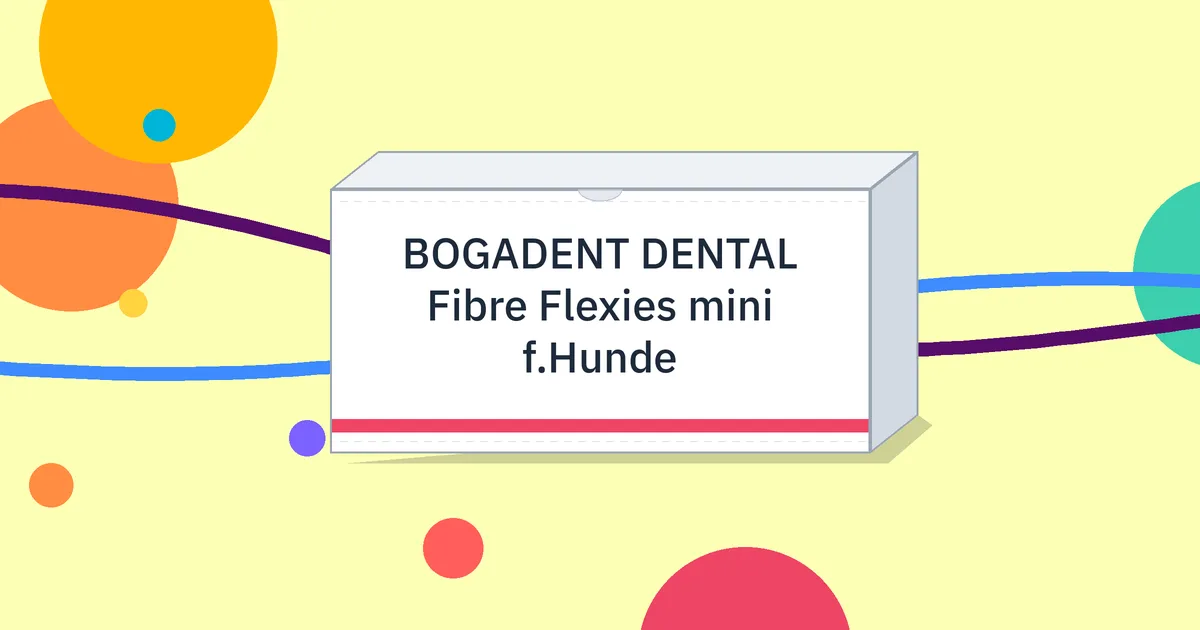 Symbolbild: Packung mit der Aufschrift BOGADENT DENTAL Fibre Flexies mini f.Hunde (PZN 13989969) – Verfügbarkeit und Bezug in Apotheken in Frankfurt am Main