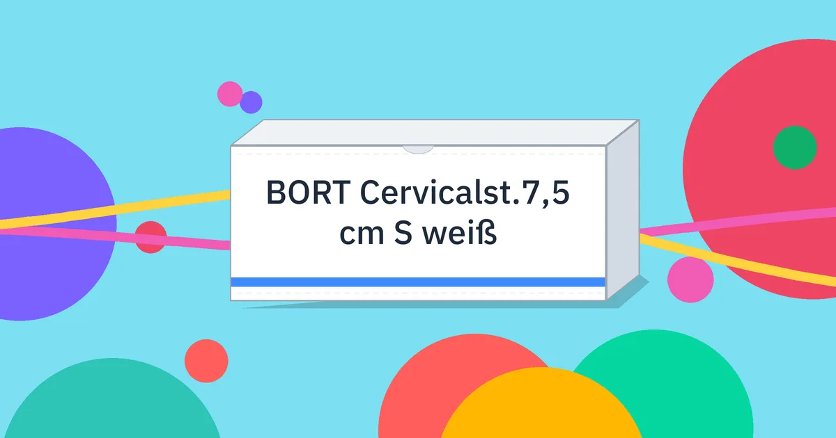 Symbolbild: Packung mit der Aufschrift BORT Cervicalst.7,5 cm S weiß (PZN 03294887) – Verfügbarkeit und Bezug in Apotheken in Frankfurt am Main