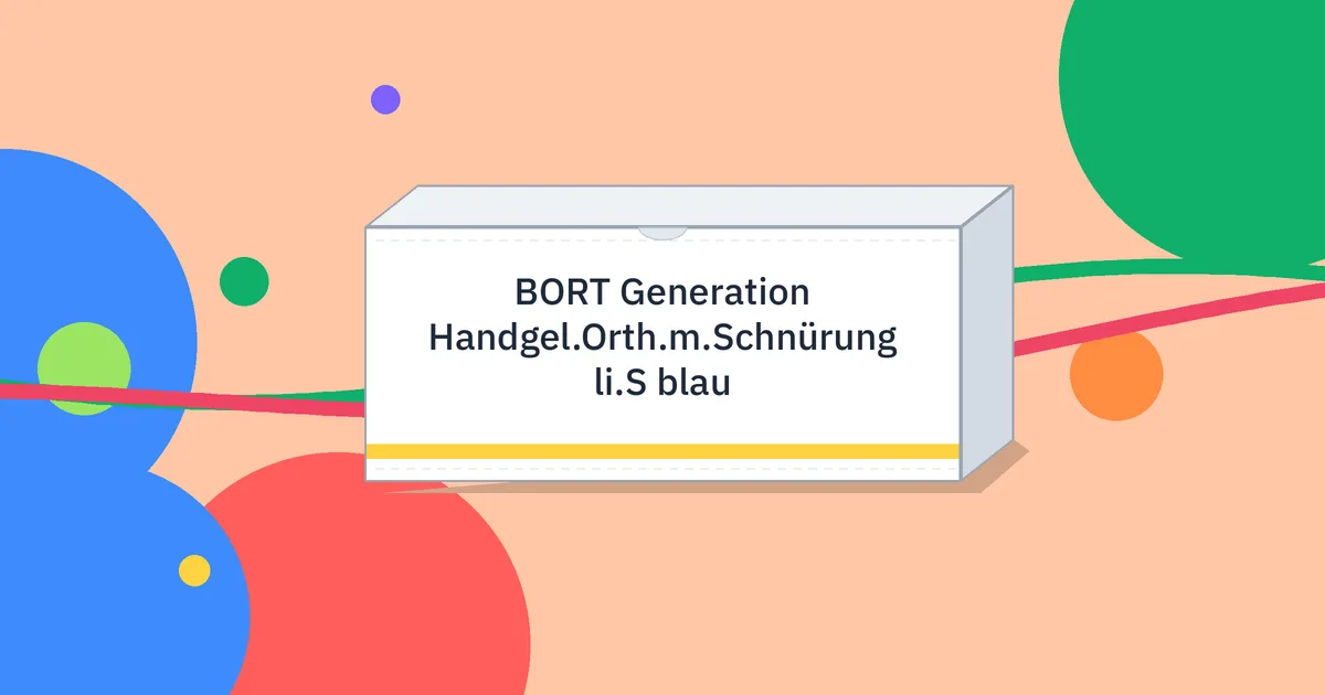 Symbolbild: Packung mit der Aufschrift BORT Generation Handgel.Orth.m.Schnürung li.S blau (PZN 18114856) – Verfügbarkeit und Bezug in Apotheken in Frankfurt am Main