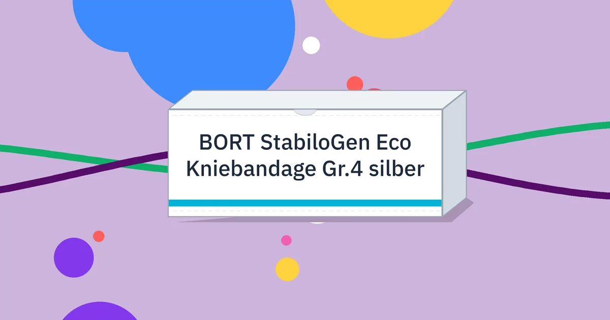 Symbolbild: Packung mit der Aufschrift BORT StabiloGen Eco Kniebandage Gr.4 silber (PZN 16845320) – Verfügbarkeit und Bezug in Apotheken in Frankfurt am Main