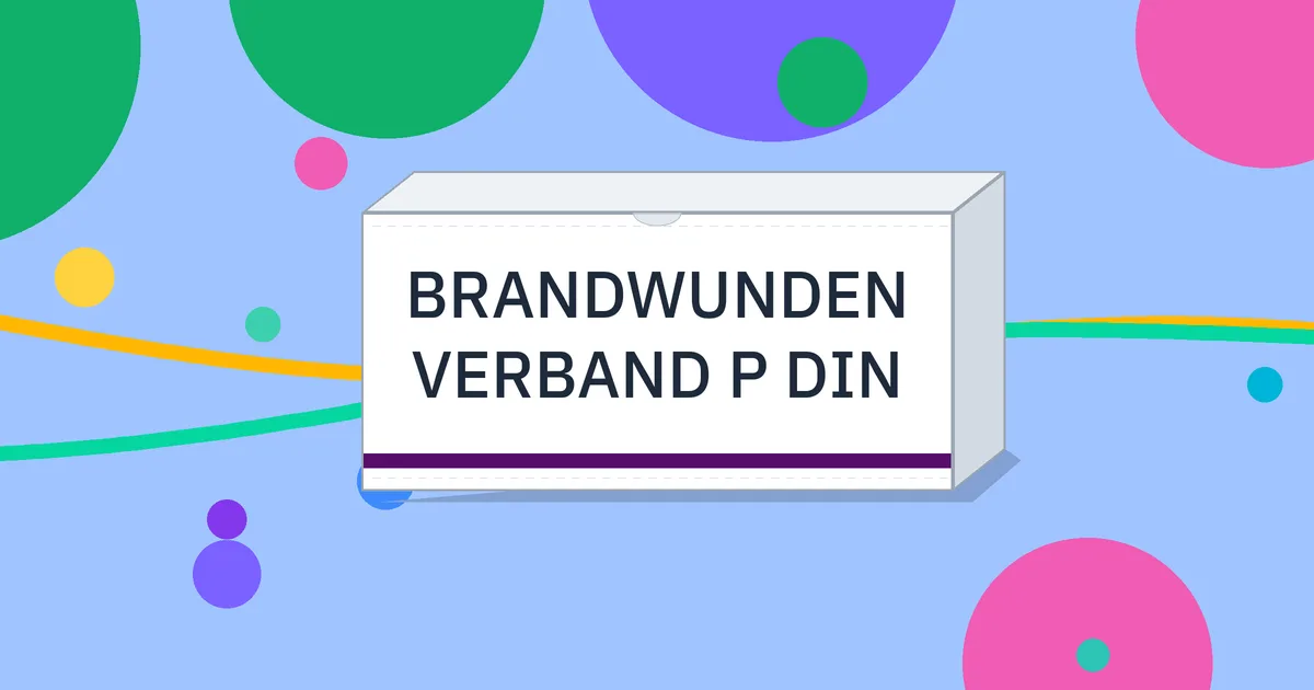 Symbolbild: Packung mit der Aufschrift BRANDWUNDEN VERBAND P DIN (PZN 01723462) – Verfügbarkeit und Bezug in Apotheken in Frankfurt am Main