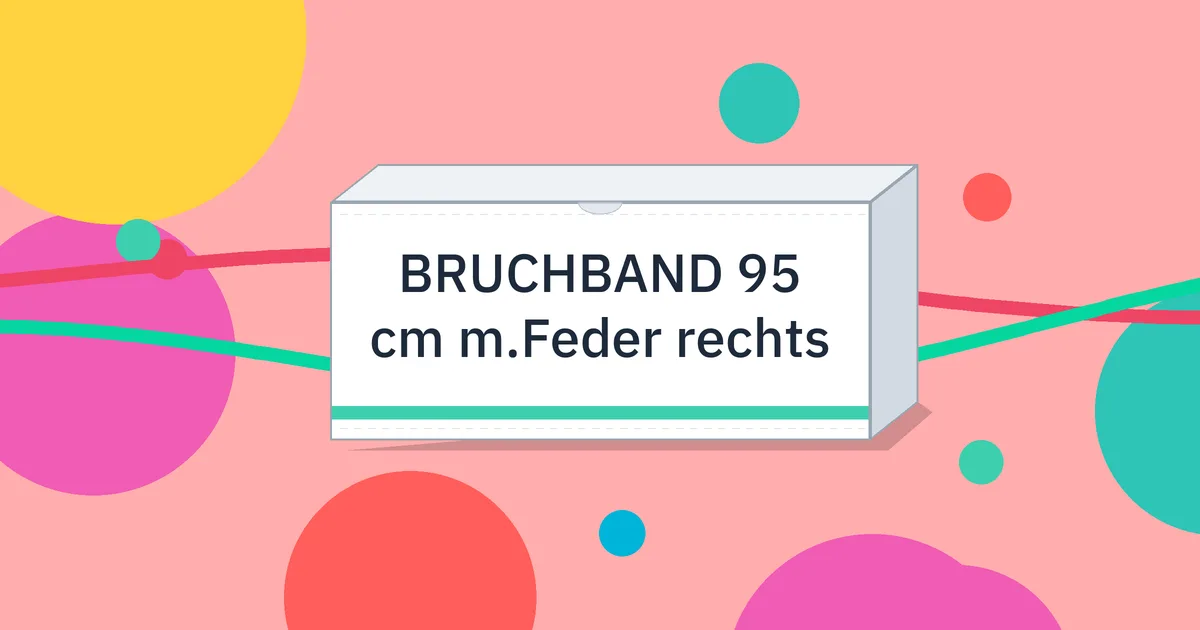 Symbolbild: Packung mit der Aufschrift BRUCHBAND 95 cm m.Feder rechts (PZN 01725194) – Verfügbarkeit und Bezug in Apotheken in Frankfurt am Main