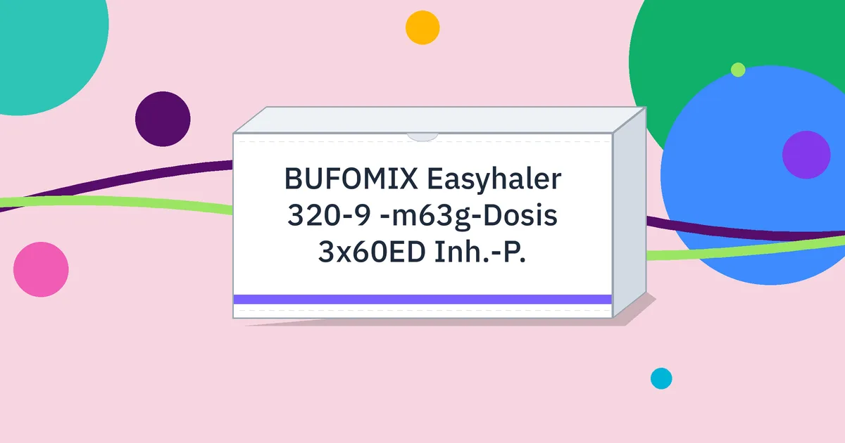 Symbolbild: Packung mit der Aufschrift BUFOMIX Easyhaler 320-9 -m63g-Dosis 3x60ED Inh.-P. (PZN 19799951) – Verfügbarkeit und Bezug in Apotheken in Frankfurt am Main