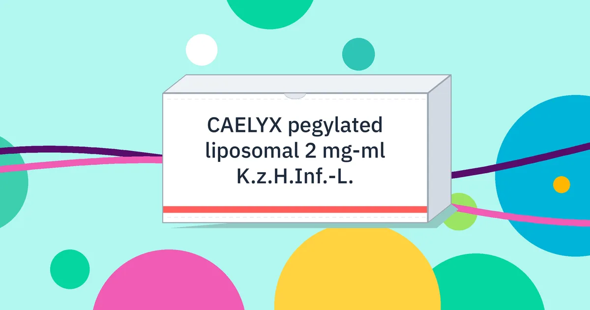 Symbolbild: Packung mit der Aufschrift CAELYX pegylated liposomal 2 mg-ml K.z.H.Inf.-L. (PZN 16782832) – Verfügbarkeit und Bezug in Apotheken in Frankfurt am Main