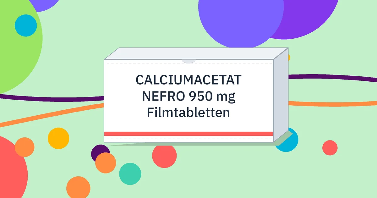 Symbolbild: Packung mit der Aufschrift CALCIUMACETAT NEFRO 950 mg Filmtabletten (PZN 03078209) – Verfügbarkeit und Bezug in Apotheken in Frankfurt am Main