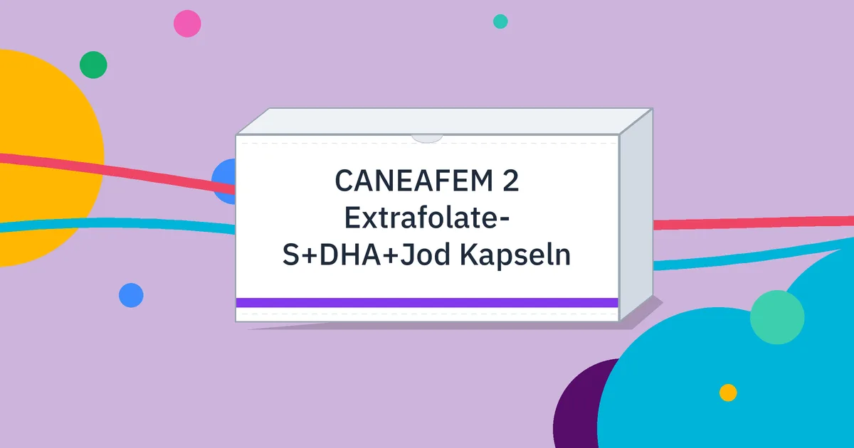 Symbolbild: Packung mit der Aufschrift CANEAFEM 2 Extrafolate-S+DHA+Jod Kapseln (PZN 16228260) – Verfügbarkeit und Bezug in Apotheken in Frankfurt am Main