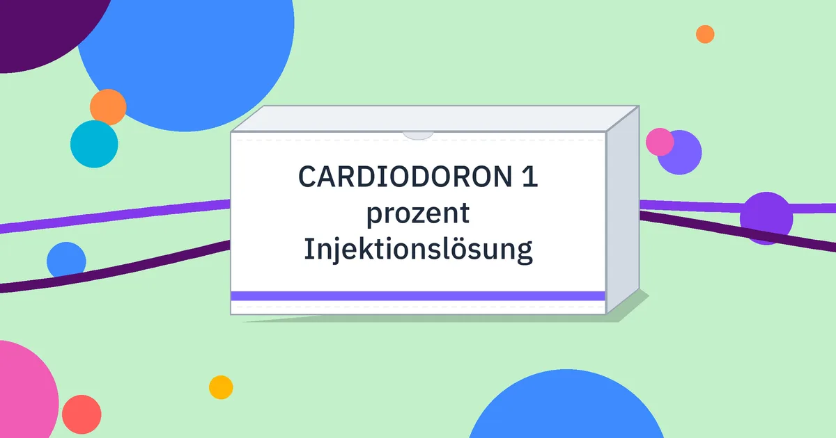 Symbolbild: Packung mit der Aufschrift CARDIODORON 1 prozent Injektionslösung (PZN 01620302) – Verfügbarkeit und Bezug in Apotheken in Frankfurt am Main
